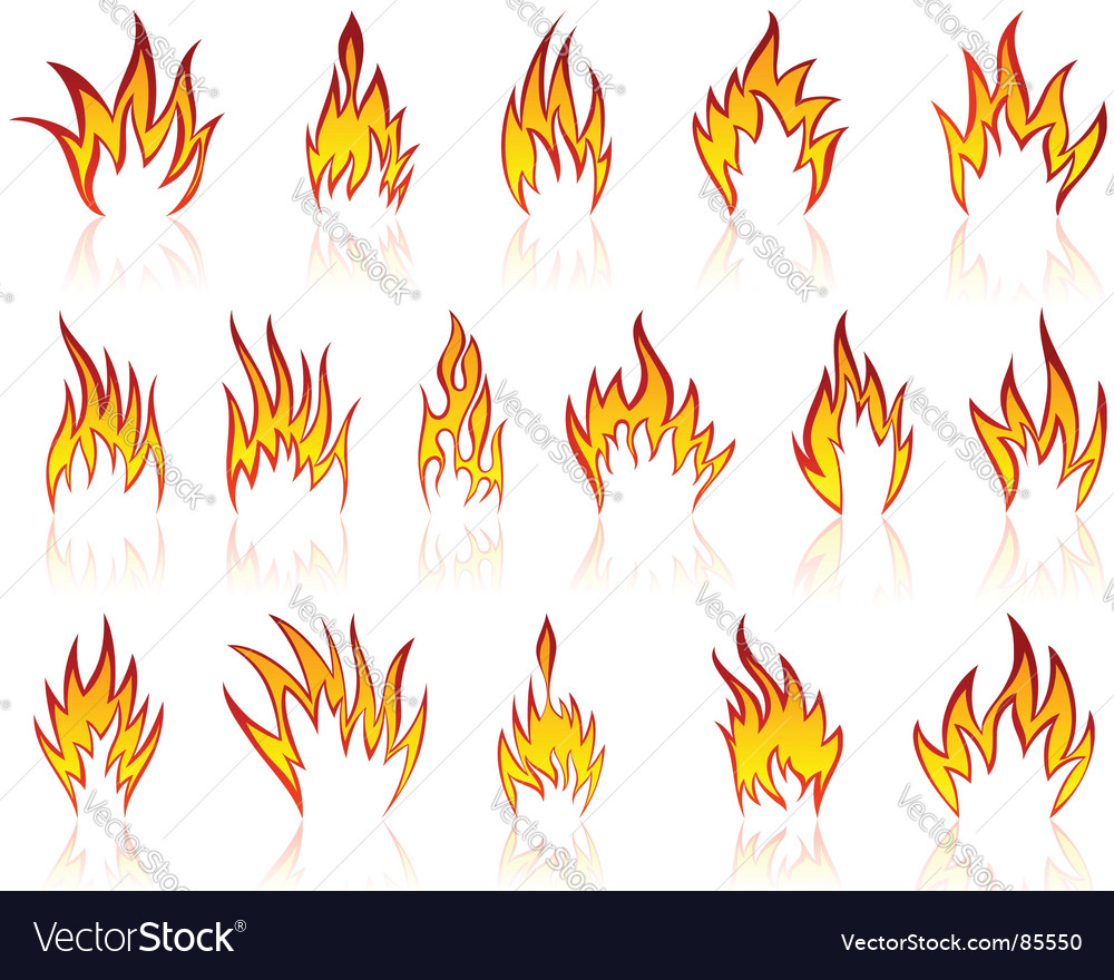 Fire patterns set Royalty Free Vector Image - VectorStock
