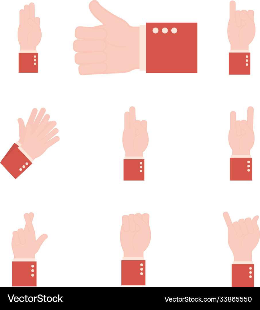 Hand sign language alphabet flat style icon set Vector Image
