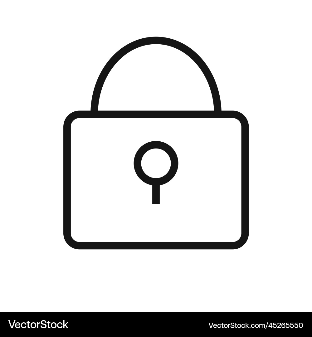 Lock line icon isolated on white background black Vector Image