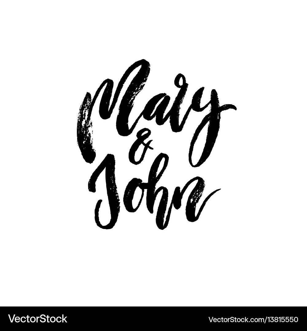 Mary and john modern brush calligraphy Royalty Free Vector