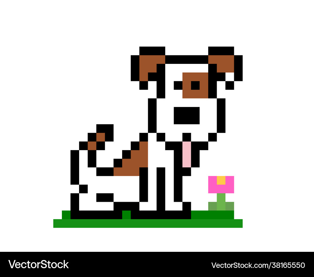 Pixel jack russel puppy image for game assets Vector Image
