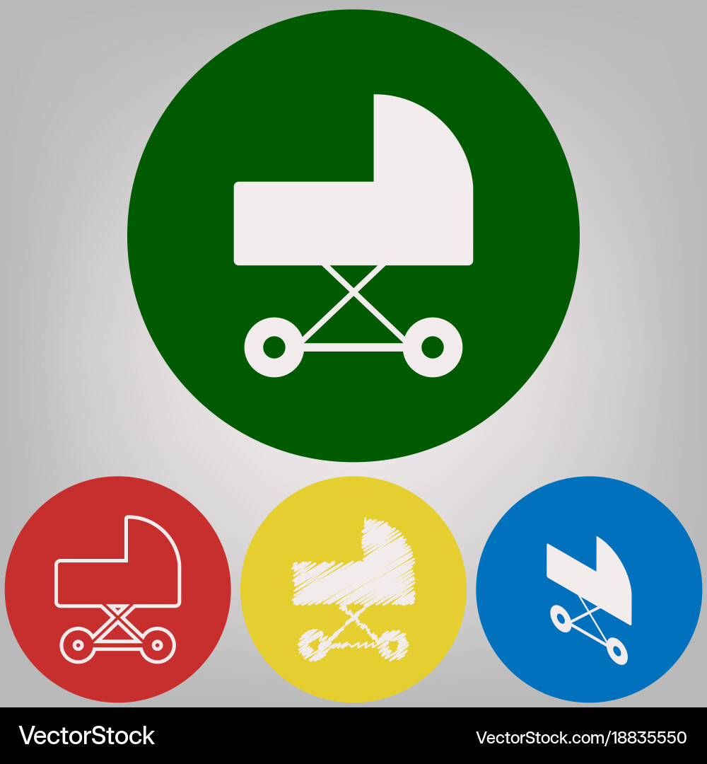 Pram sign 4 white styles Royalty Free Vector Image