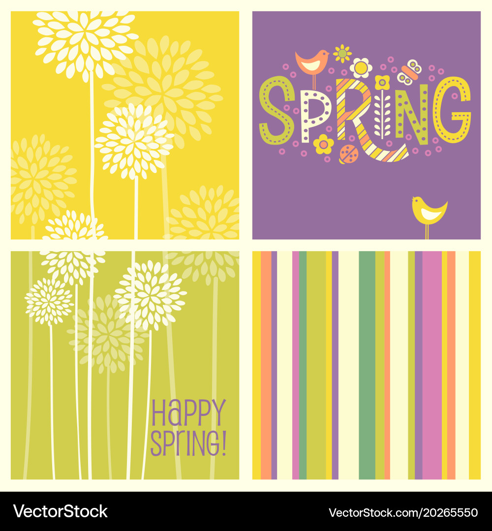 Retro spring flowers doodles and stripes Vector Image