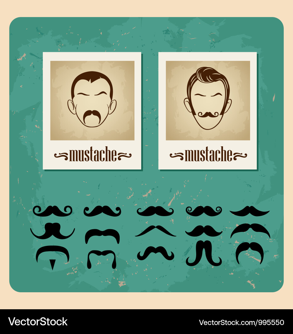 Set of faces with mustaches Royalty Free Vector Image