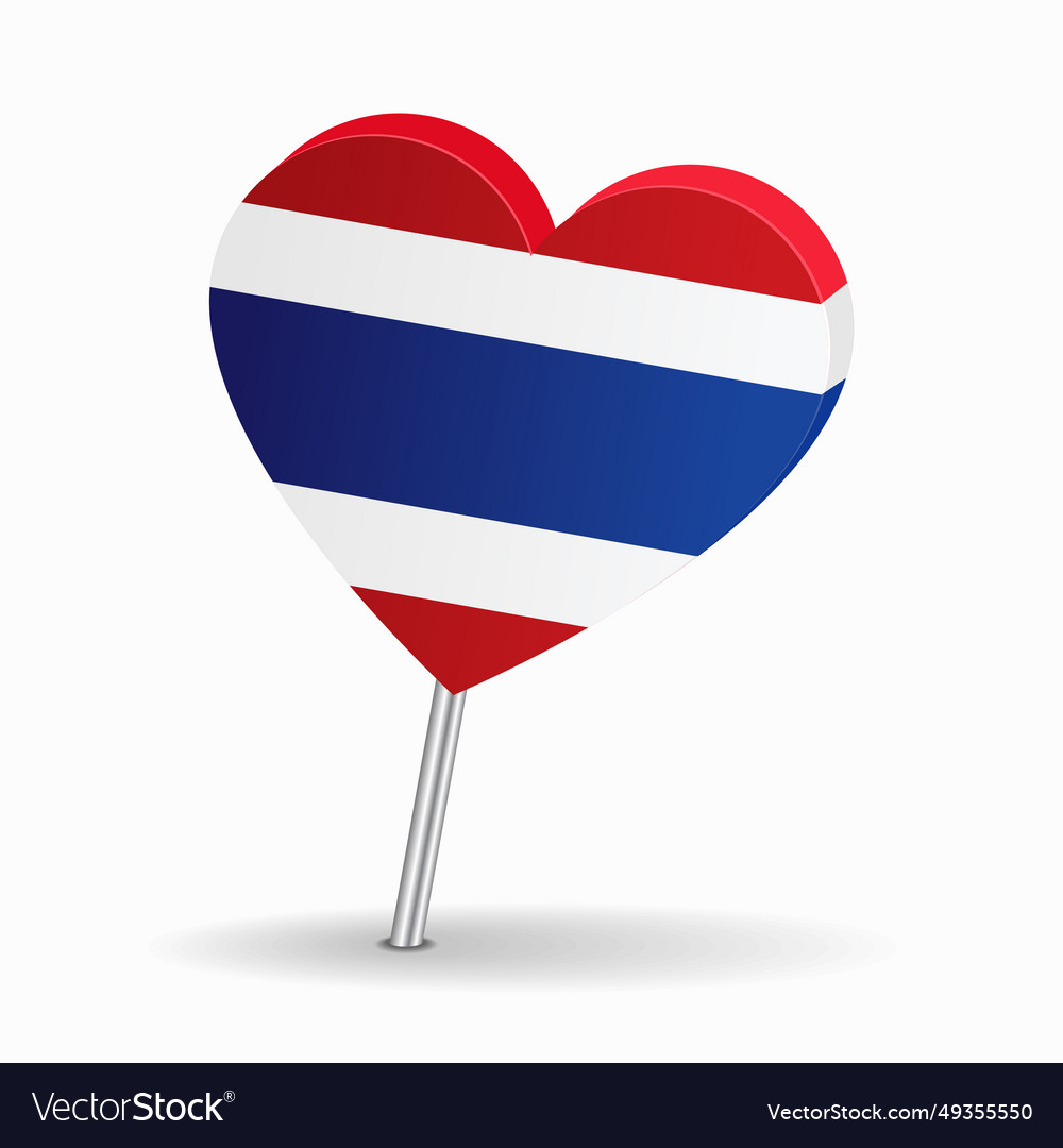 Thai flag heart-shaped map pointer layout Vector Image
