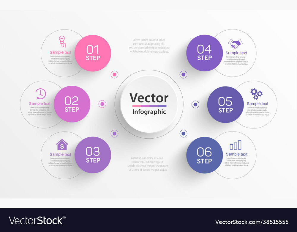 Infographic design template with 6 steps Vector Image
