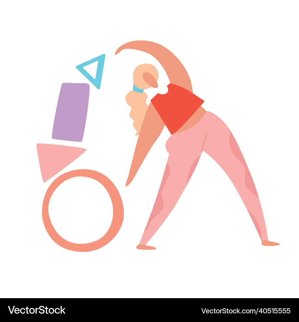 Woman doing exercise with geometric shapes Vector Image