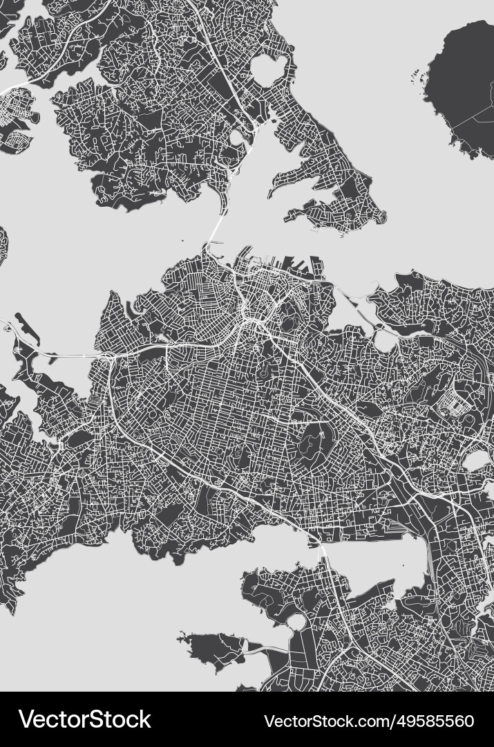 Auckland City Map - Detailed Plan Royalty Free Vector Image