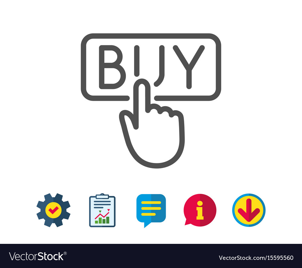 Click to buy line icon online shopping sign Vector Image