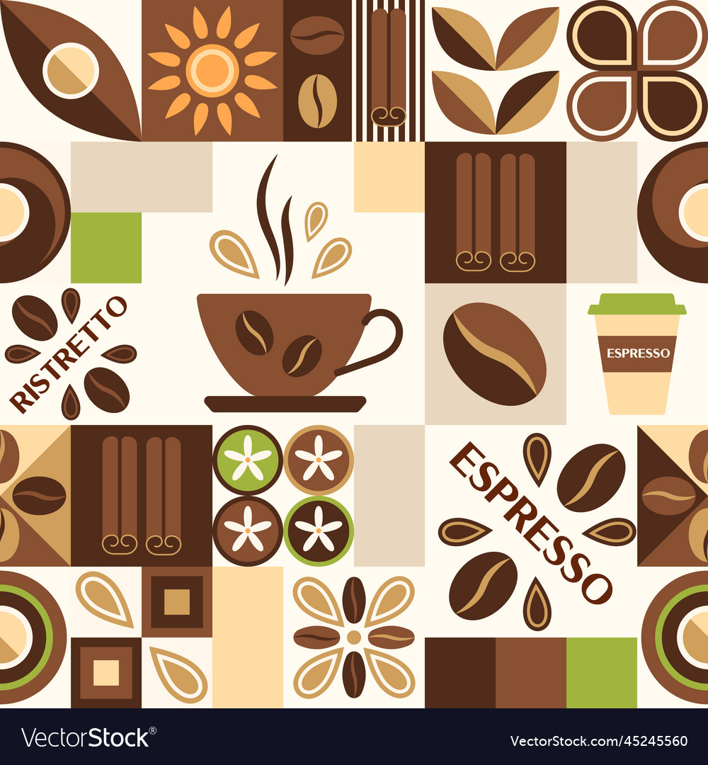Coffee theme seamless pattern Royalty Free Vector Image