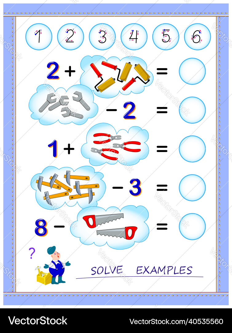 Educational page for little children on addition Vector Image