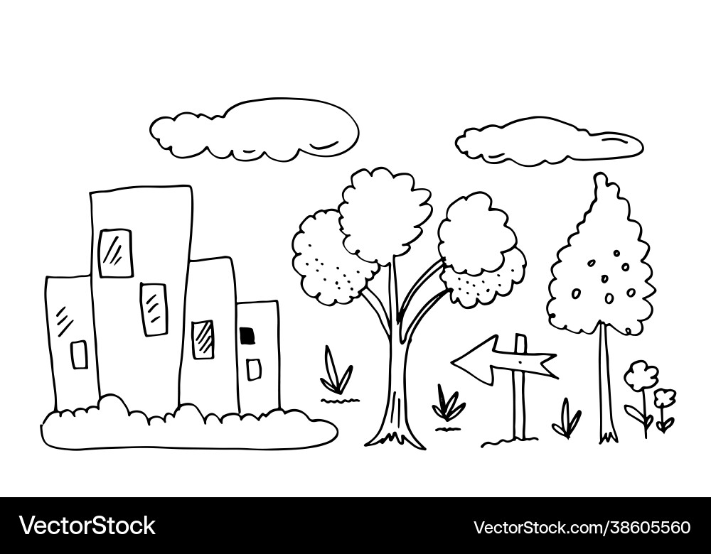Hand drawn sketch tall buildings Royalty Free Vector Image
