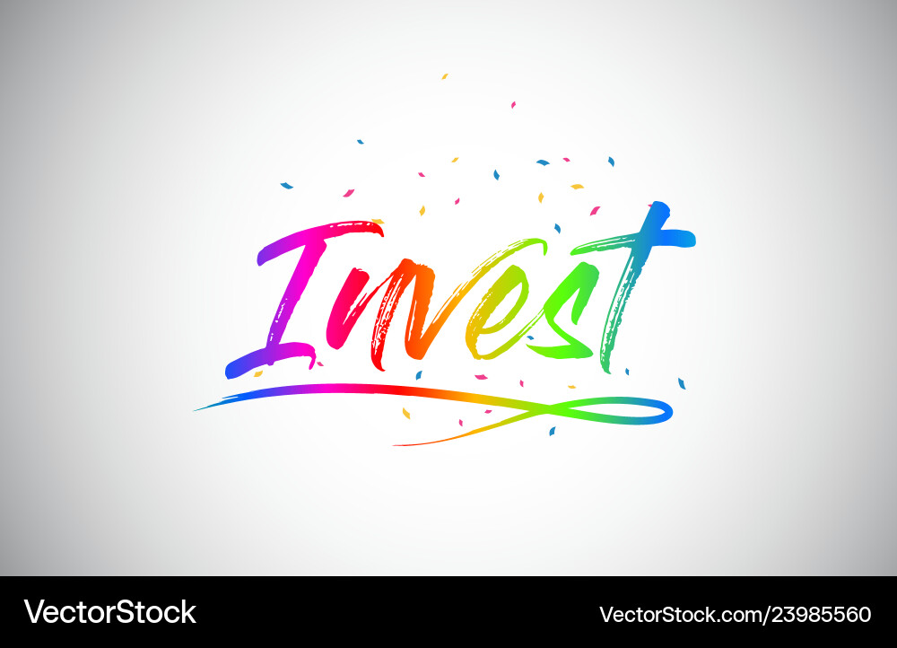 Invest creative word text with handwritten Vector Image