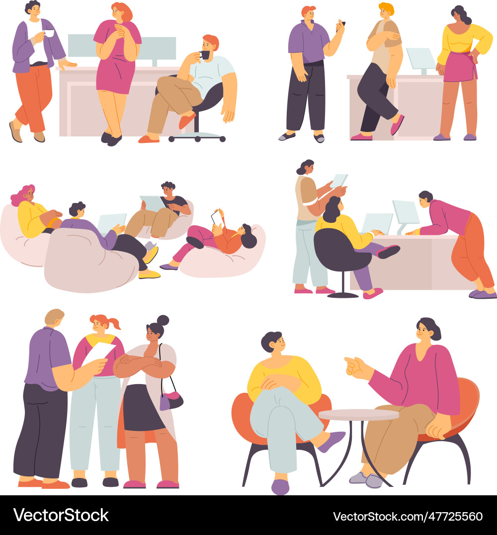 People working in office employees at workspace Vector Image