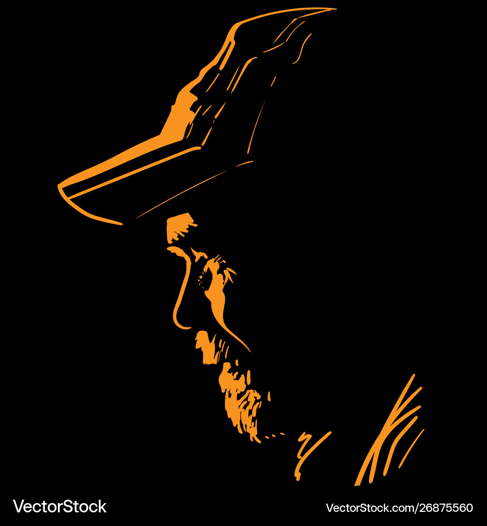 Portrait in contrast backlight man with cap Vector Image