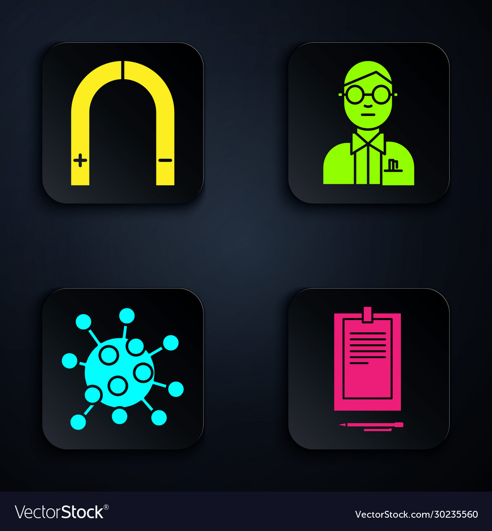 Set clipboard with document magnet bacteria Vector Image