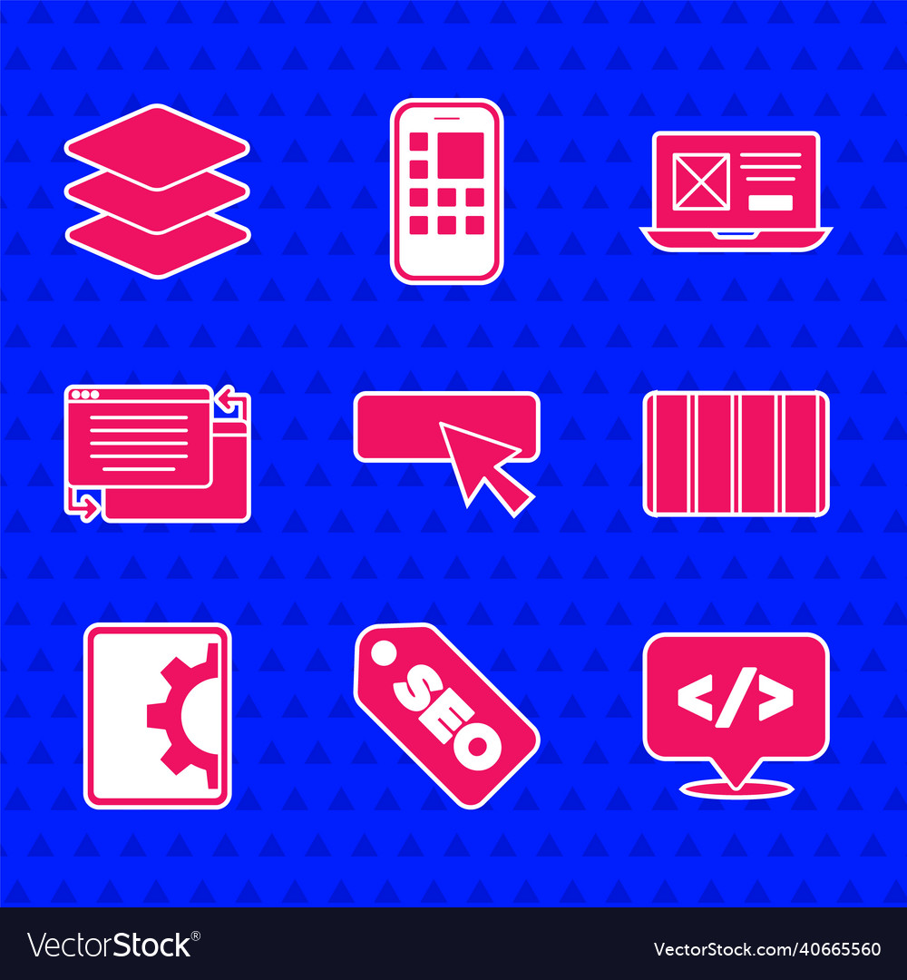 Set ui or ux design seo optimization front end Vector Image