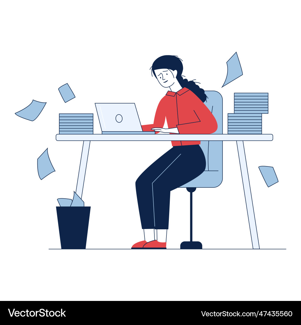 Stressed accountant working with stacks of reports