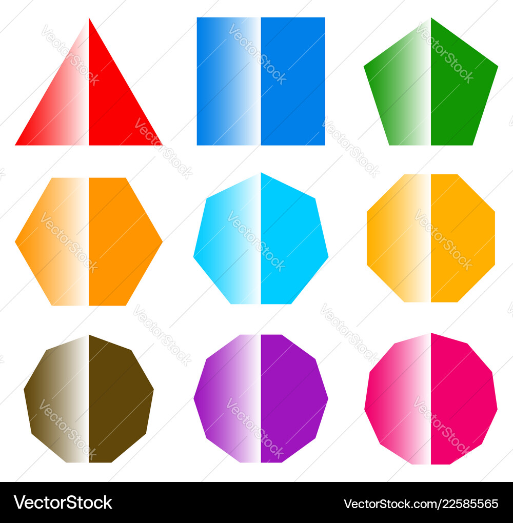 Basic shapes with shine set of 9 shape icons Vector Image