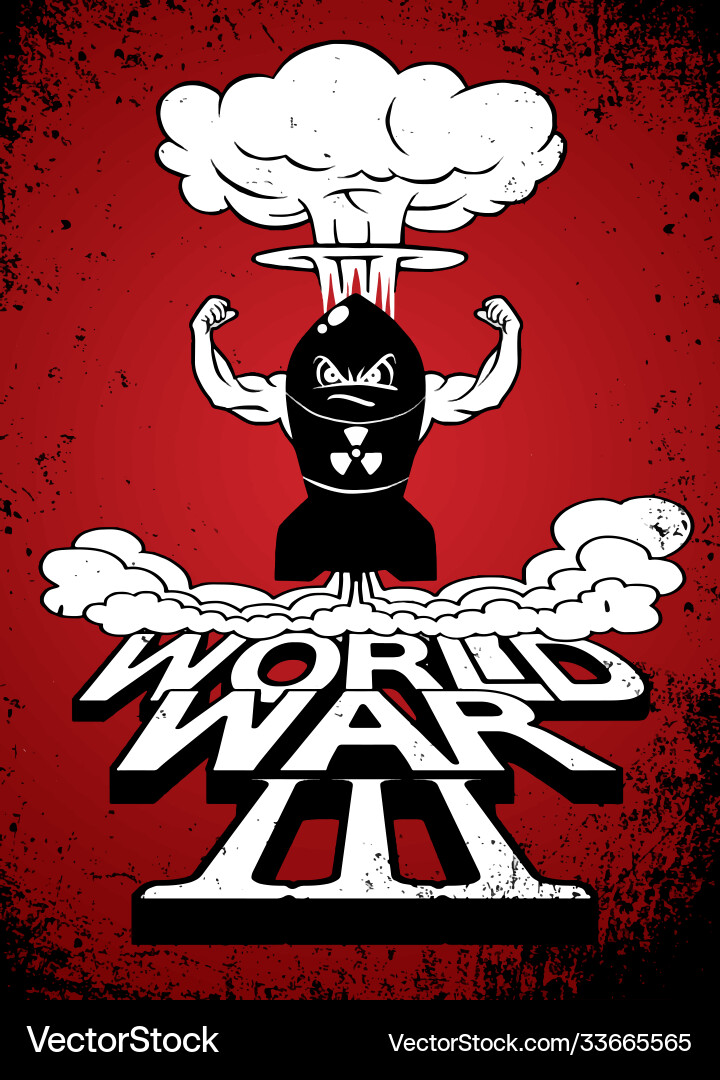 Cartoon atomic bomb and mushroom Royalty Free Vector Image