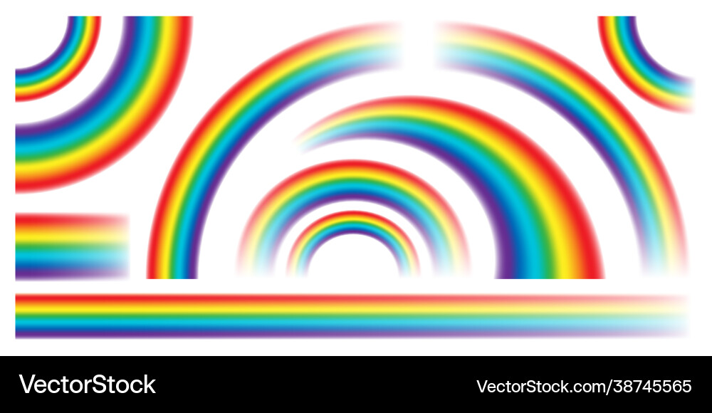 Colorful realistic rainbow collection isolated Vector Image