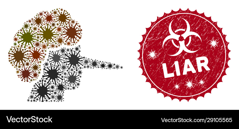 Coronavirus mosaic liar icon with scratched Vector Image