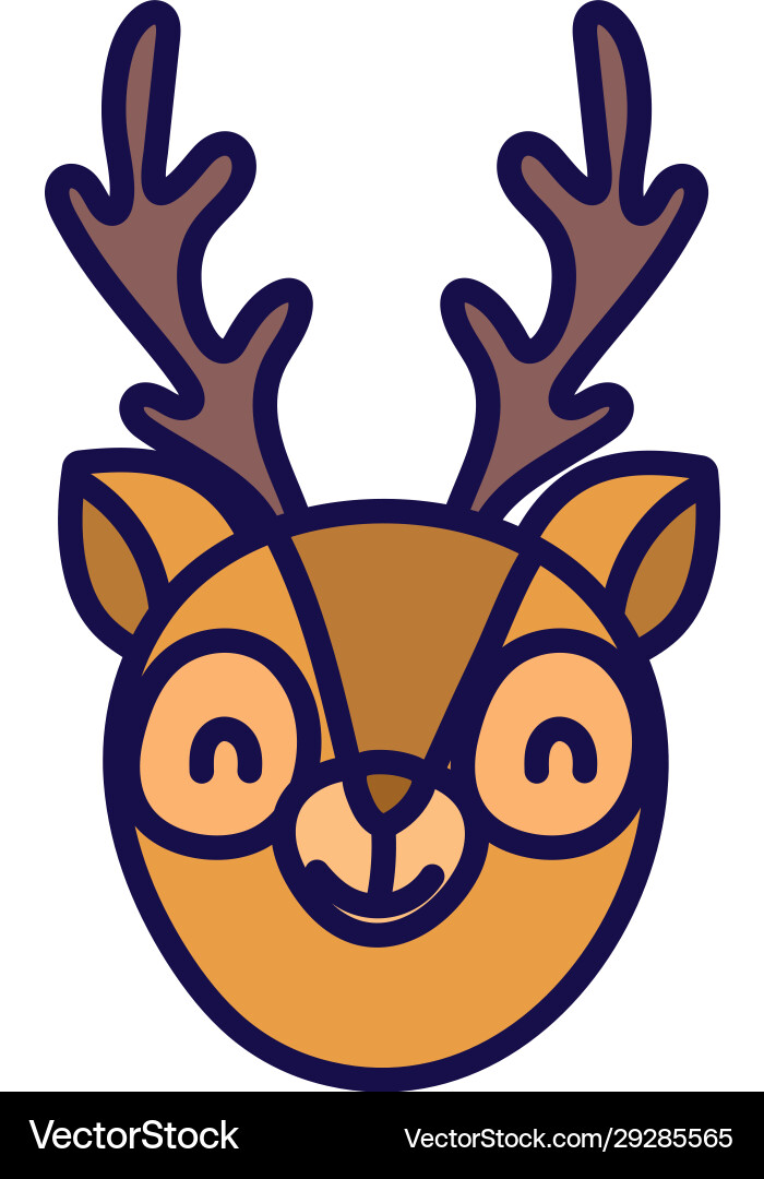 Cute deer face cartoon character on white Vector Image