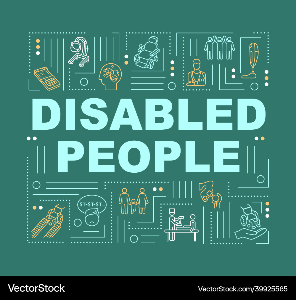 Disabled people word concepts banner assistance Vector Image