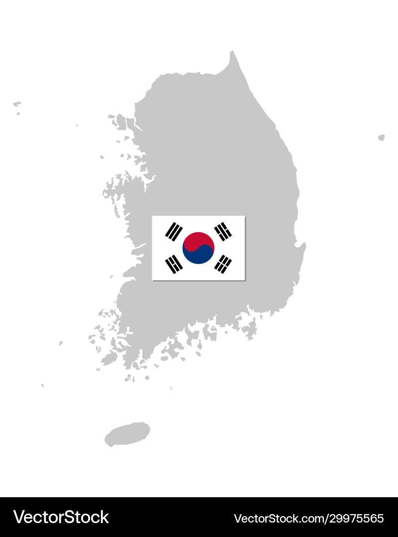 Flag and map south korea Royalty Free Vector Image
