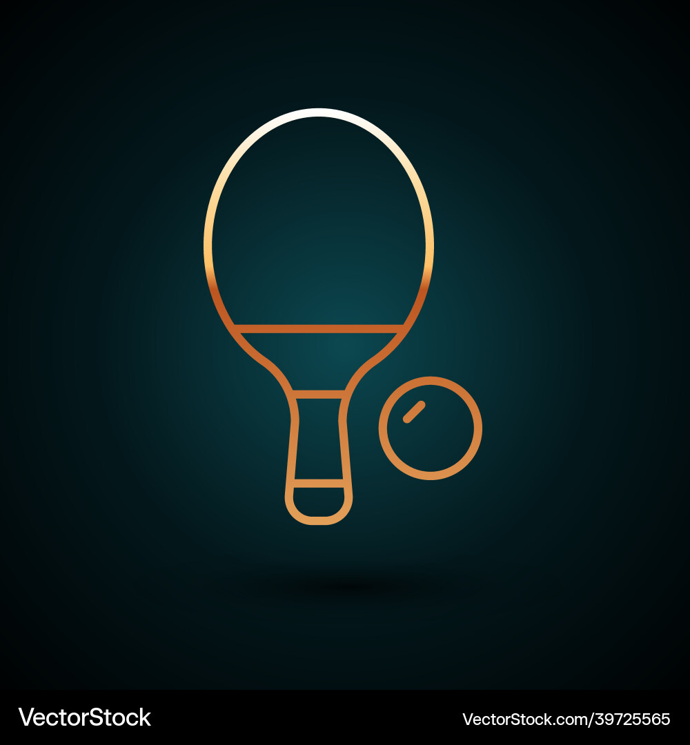 Gold line racket for playing table tennis icon Vector Image