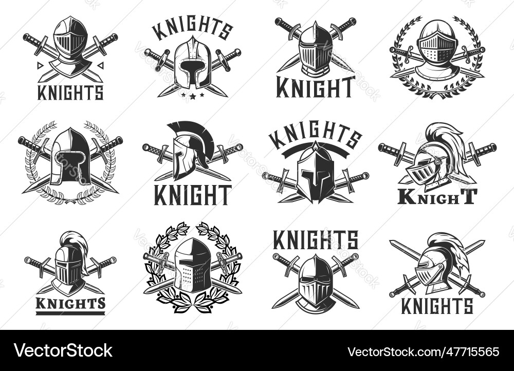 Knight warrior helmets heraldry heraldic armor Vector Image