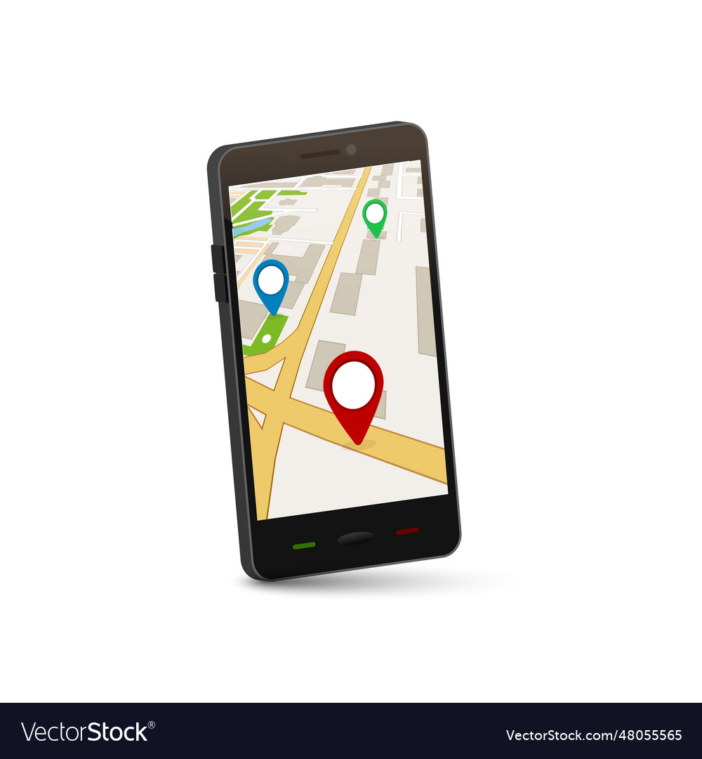 Mobile Gps Navigation Concept 3d Map Application Vector Image