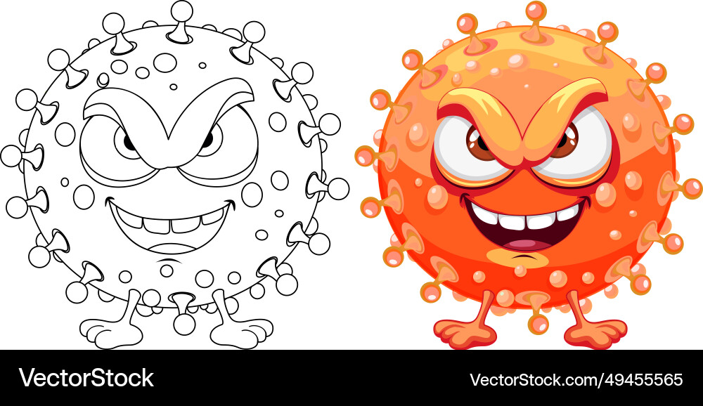 Orange germ virus monster cartoon character Vector Image