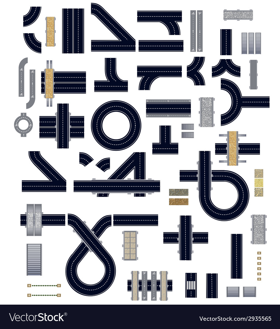 Road set Royalty Free Vector Image - VectorStock