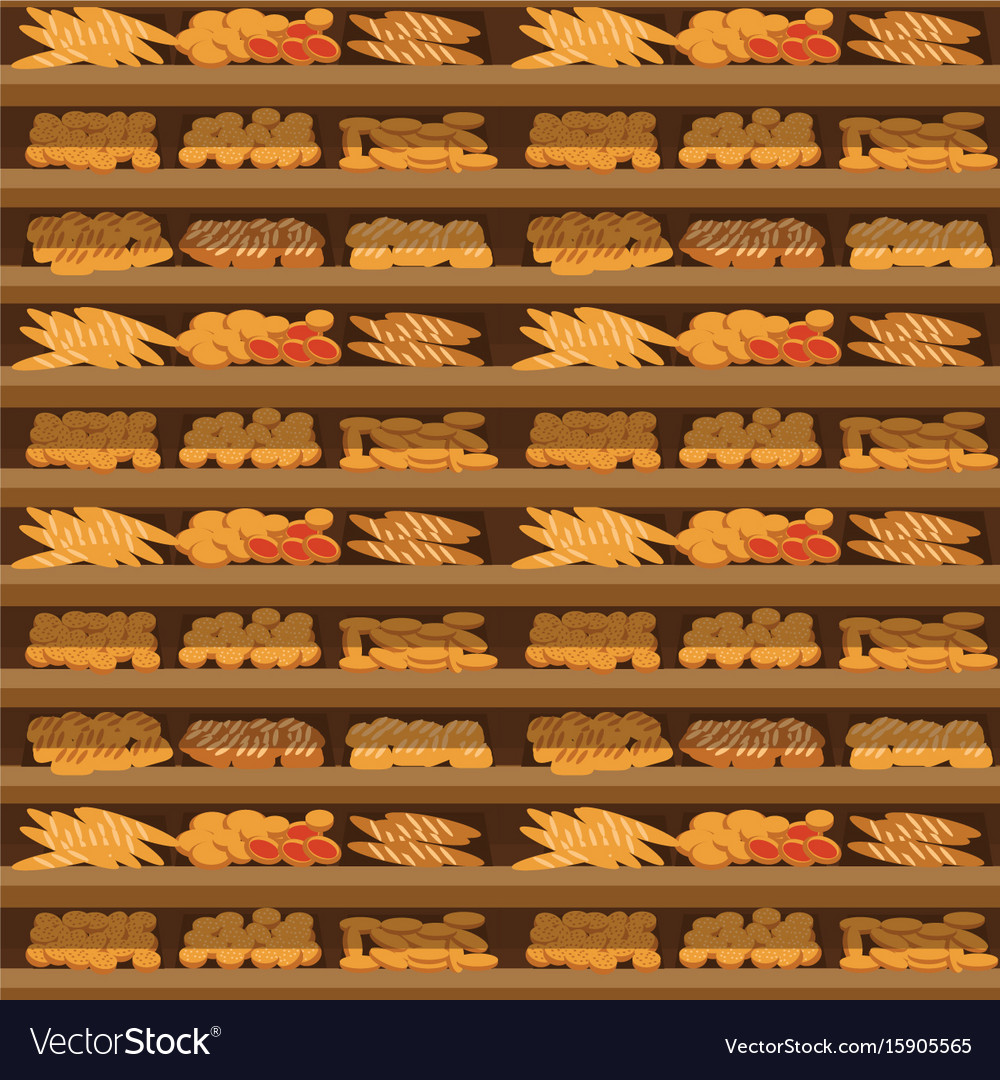 Seamless pattern bakery shelf with bread Vector Image