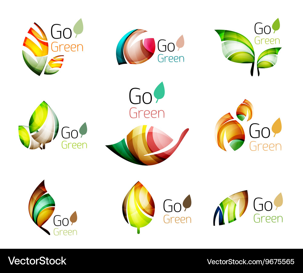 Set of abstract leaves Royalty Free Vector Image