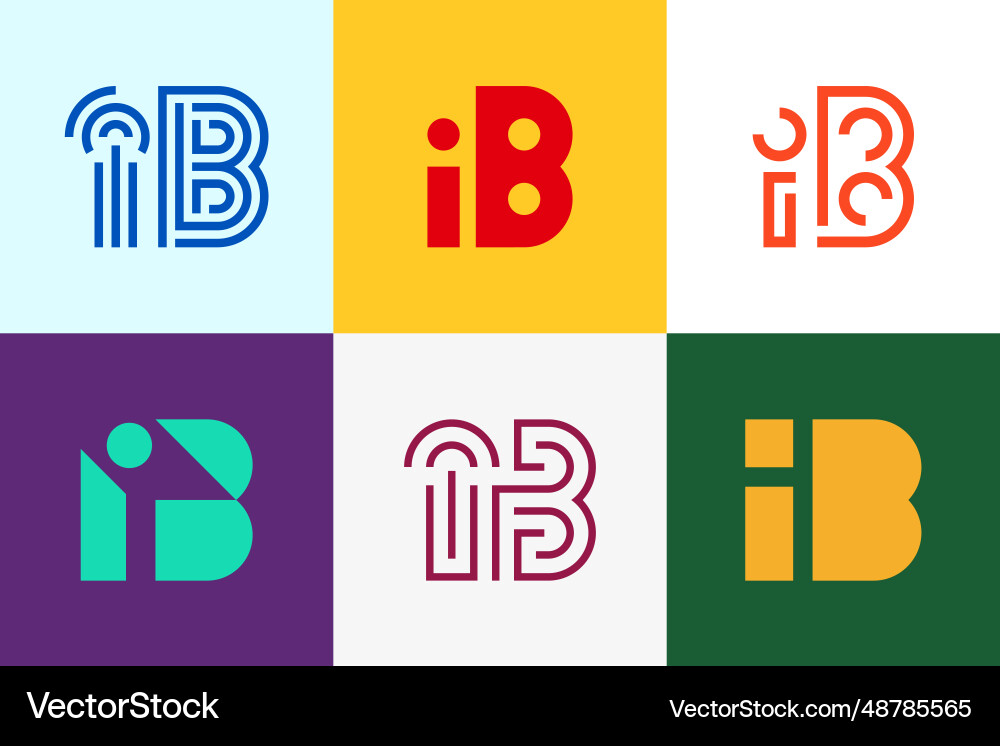 Set of letter ib logos Royalty Free Vector Image