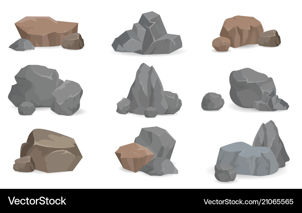 Set stones and rocks for game design set gems Vector Image