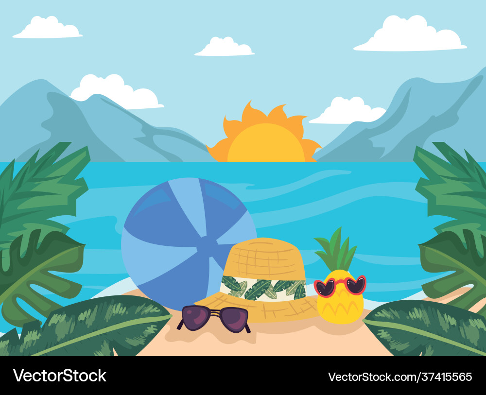 Summer vacation landscape Royalty Free Vector Image