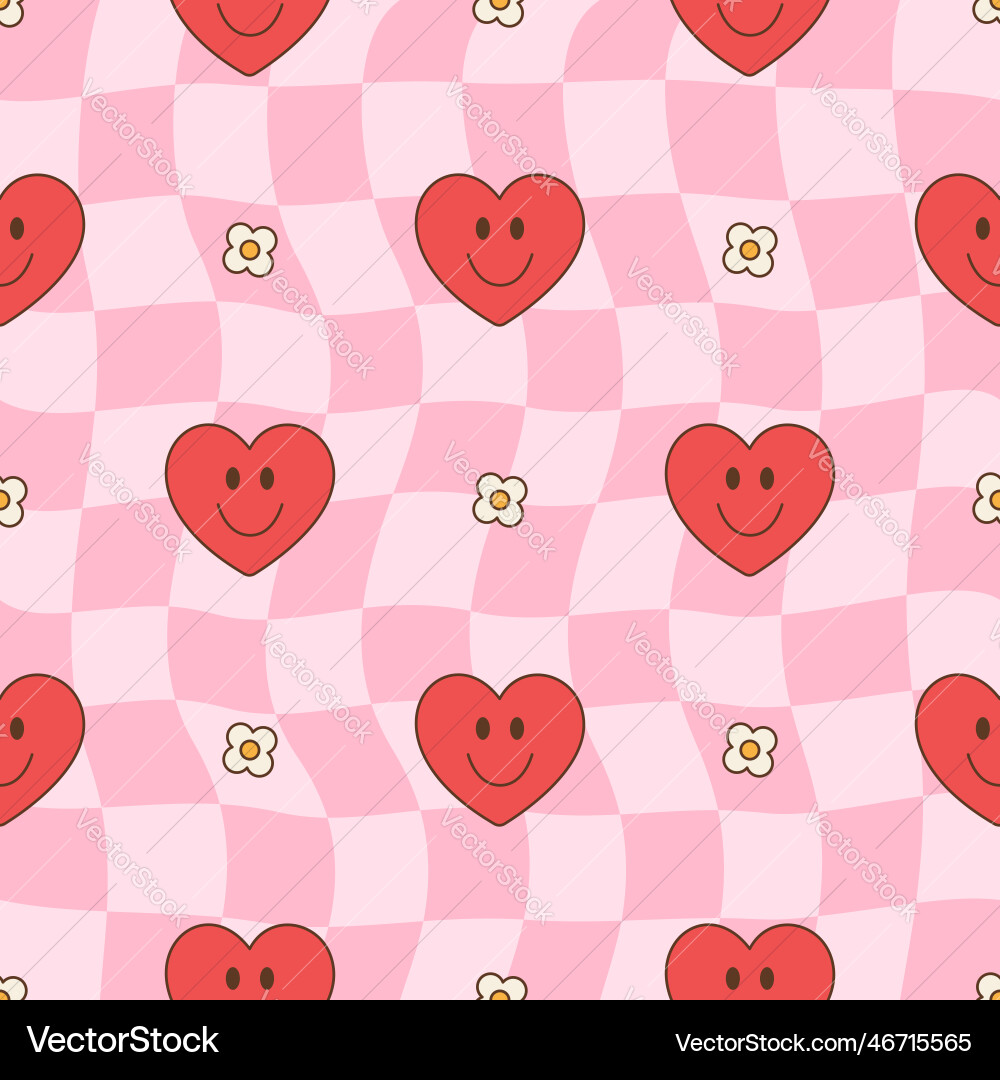 Vintage groovy background with heart Royalty Free Vector