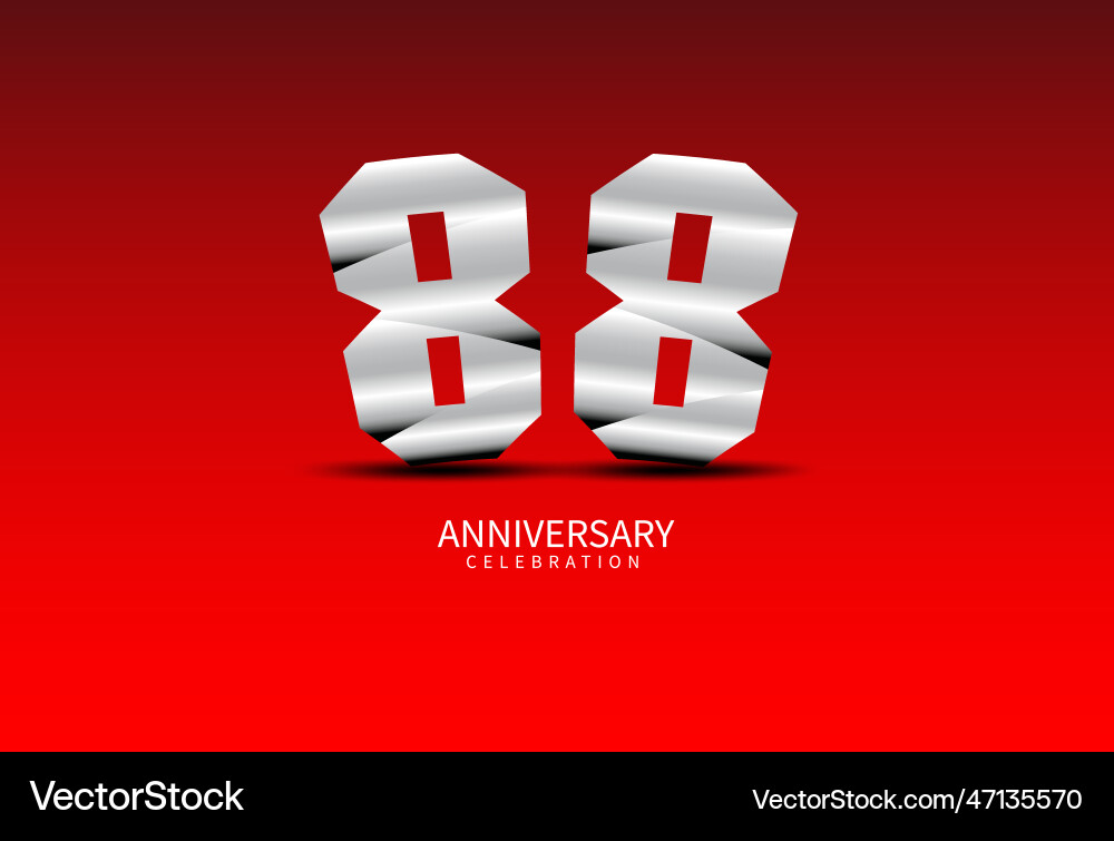 88 year anniversary celebration logo silver Vector Image