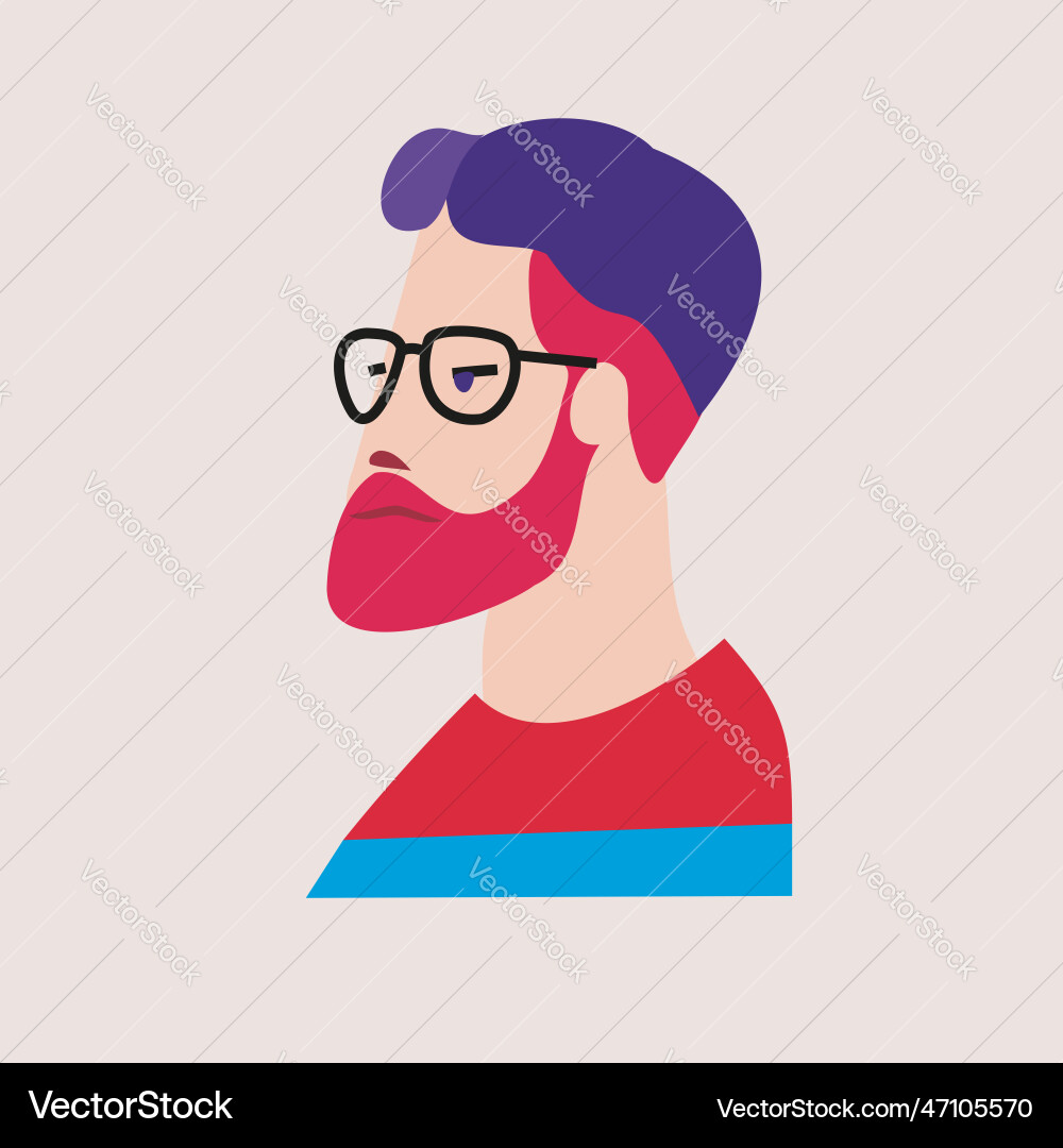 Bright of a man with a beard Royalty Free Vector Image