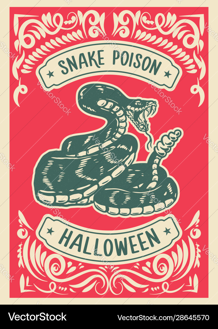 Halloween snake poison bottle label template Vector Image
