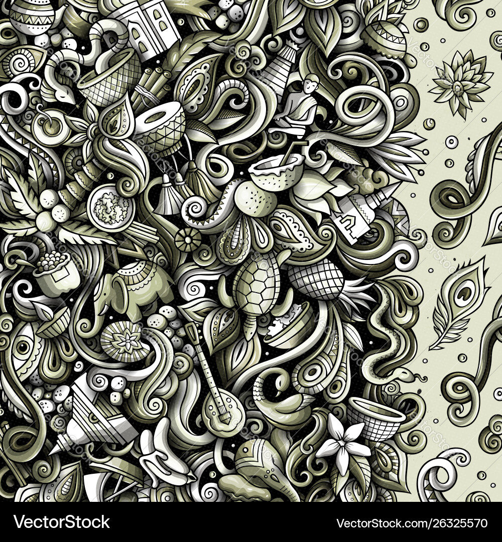 India hand drawn doodles Royalty Free Vector Image