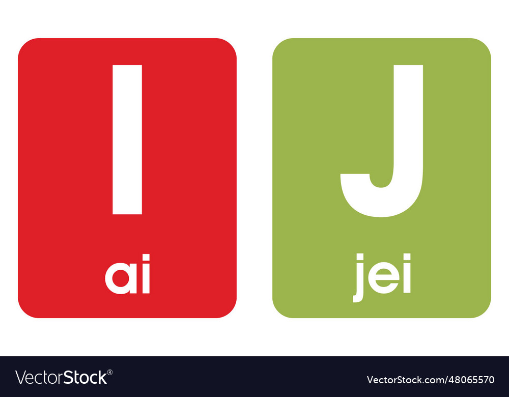 Letter i and j flash card alphabets flash cards Vector Image