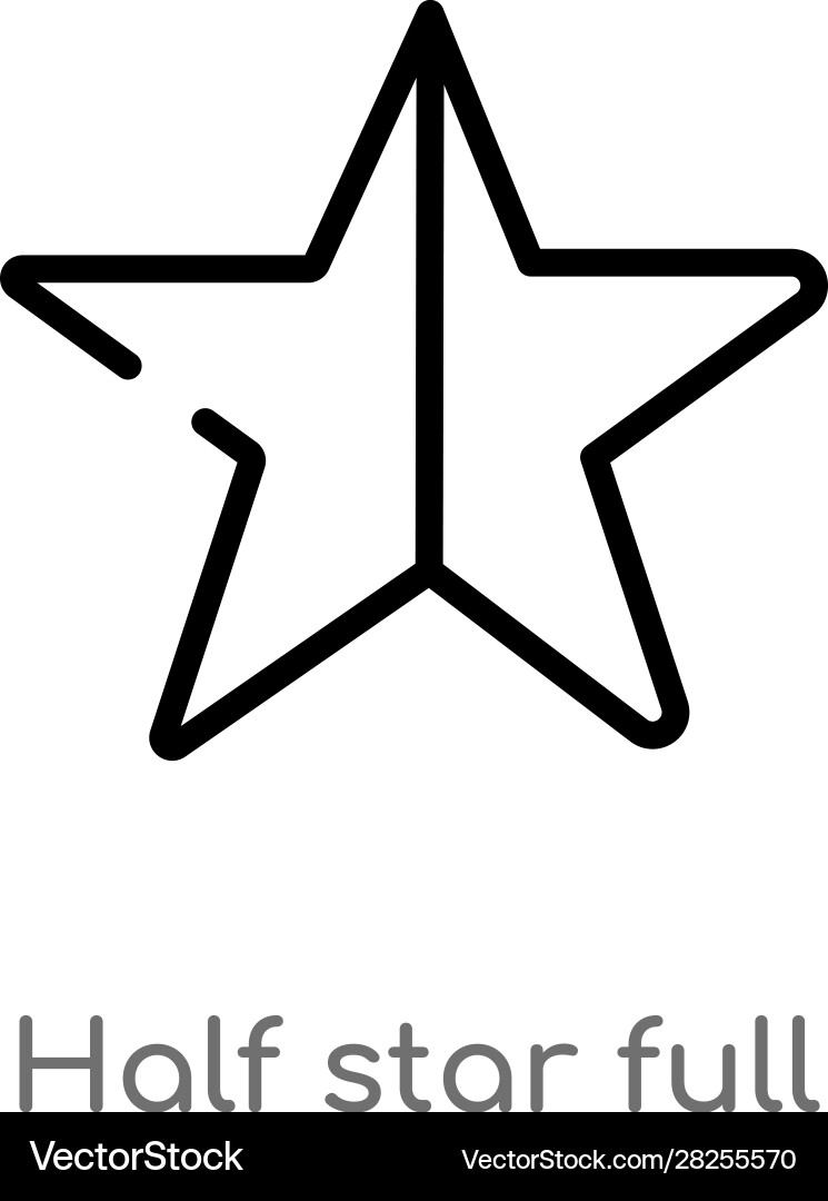 Outline half star full icon isolated black simple Vector Image