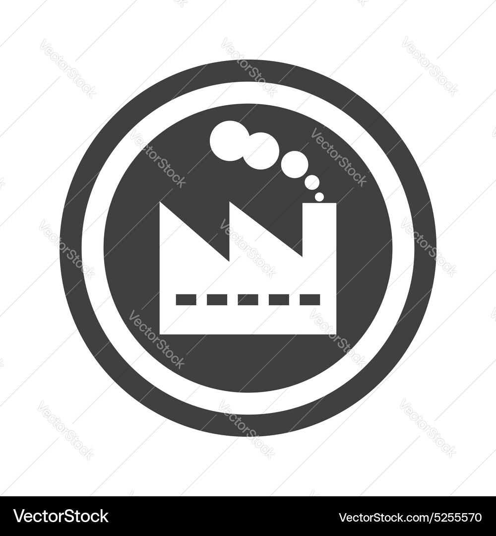 Round black factory sign Royalty Free Vector Image
