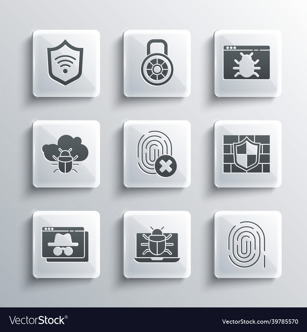 Set system bug on monitor fingerprint shield Vector Image Set system bug on monitor fingerprint shield Vector Image