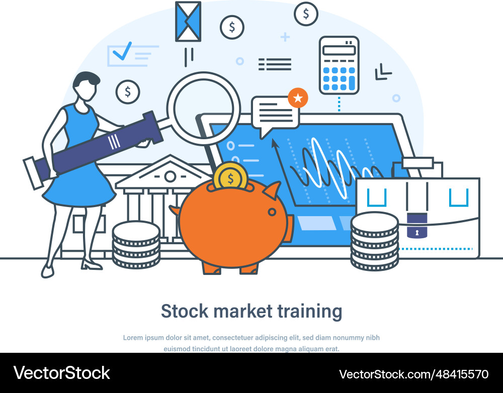 Stock market training trading course online Vector Image