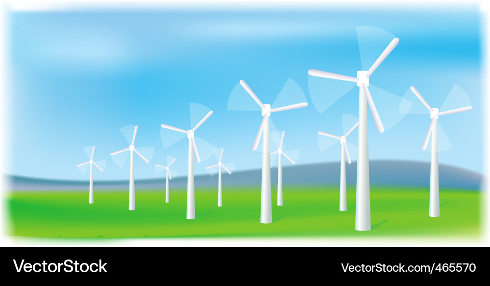 Wind Turbine Farm Landscape Royalty Free Vector Image